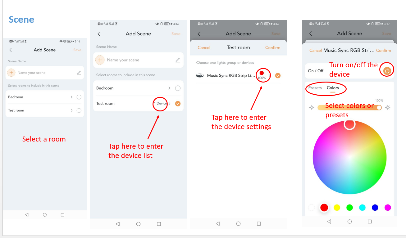 How to select colors for the scenes of the light? – AiDot